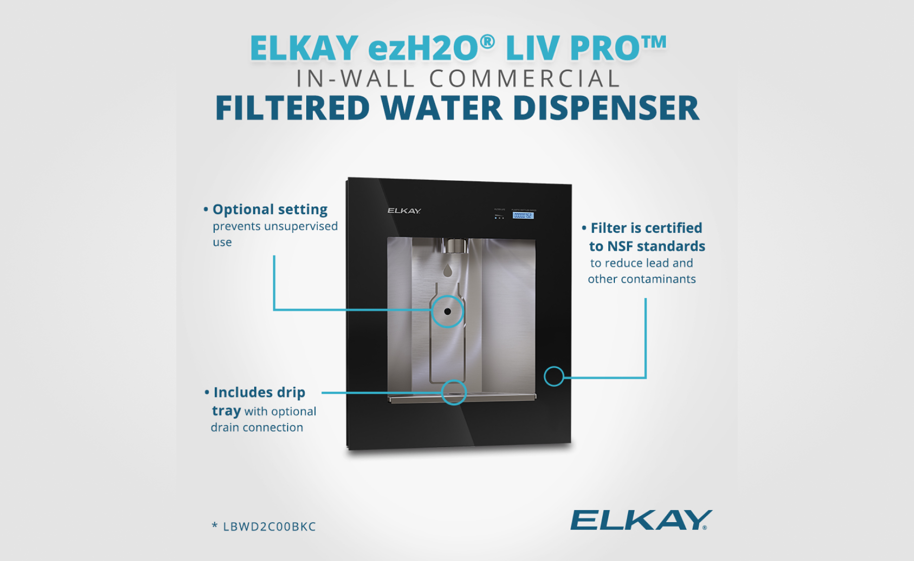 Elkay ezH2O Liv® Pro In-Wall Filtered Water Dispenser for Hotels | GFS ...